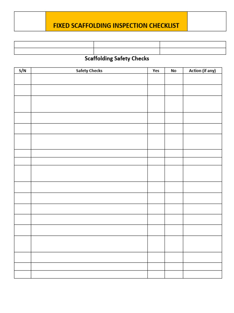 Scaffolding Safety Inspection Checklist | PDF