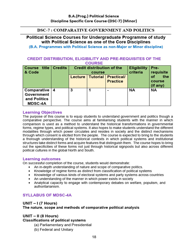 Comparative Government Course Details | PDF | Political Science ...