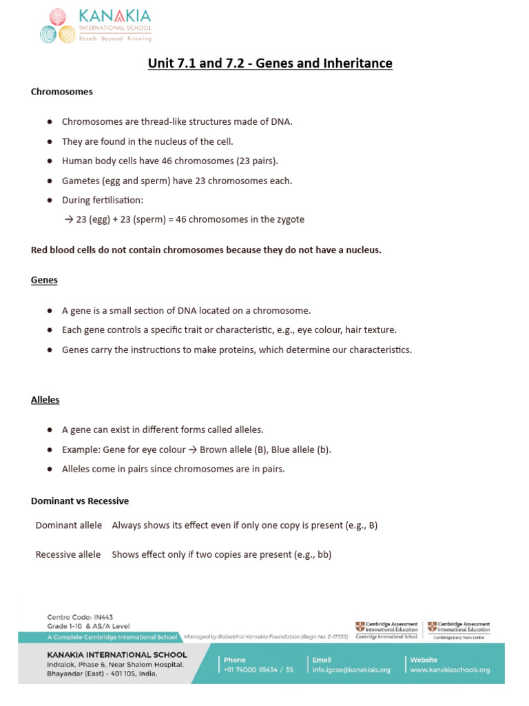 Genes, Chromosomes, and Inheritance | PDF