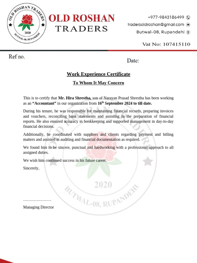 Old Roshan Traders Letterhead | PDF