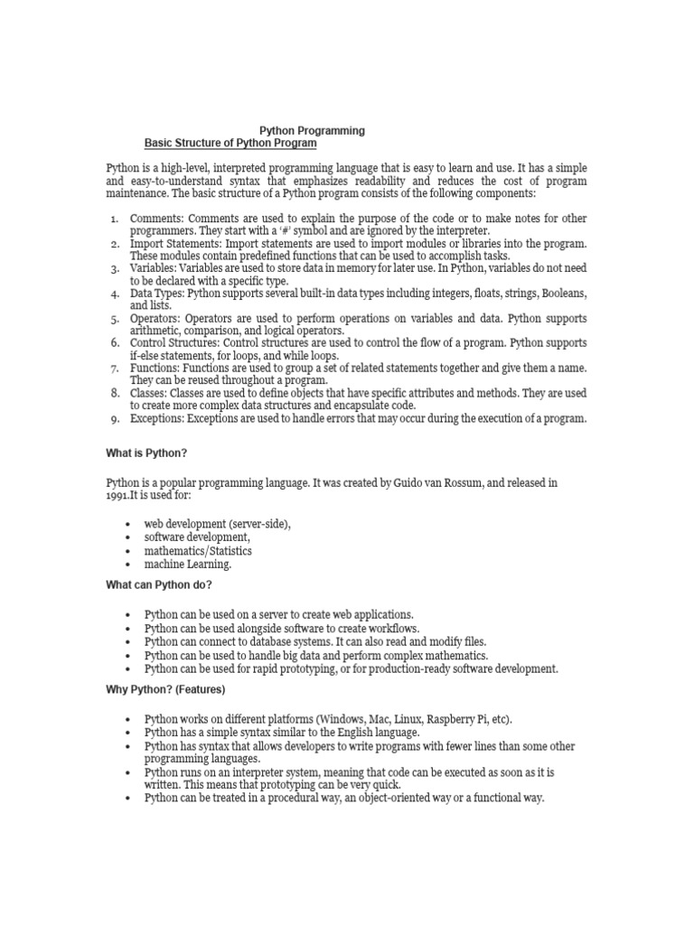 Python Programming Unit 1 | PDF | Python (Programming Language) | Reserved Word