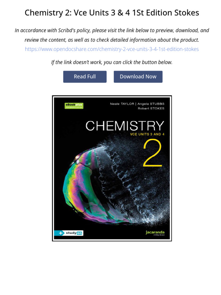 Chemistry 2: VCE units 3 & 4 1st Edition Stokes | PDF | Chemical ...