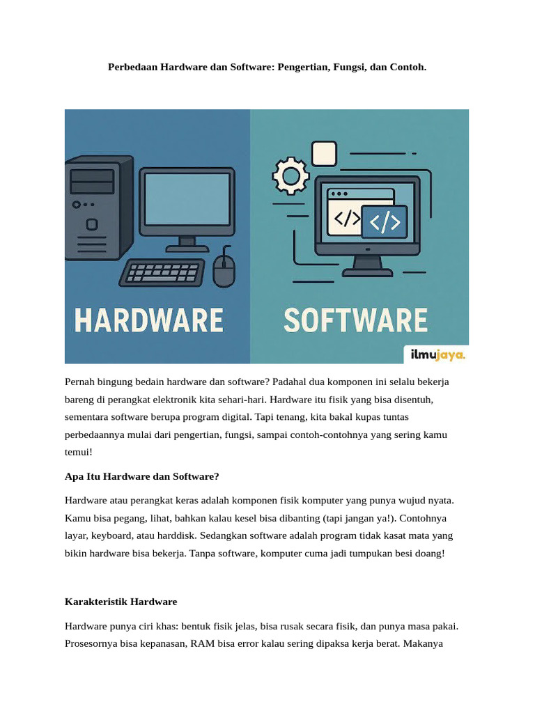 Perbedaan Hardware dan Software Terlengkap | PDF