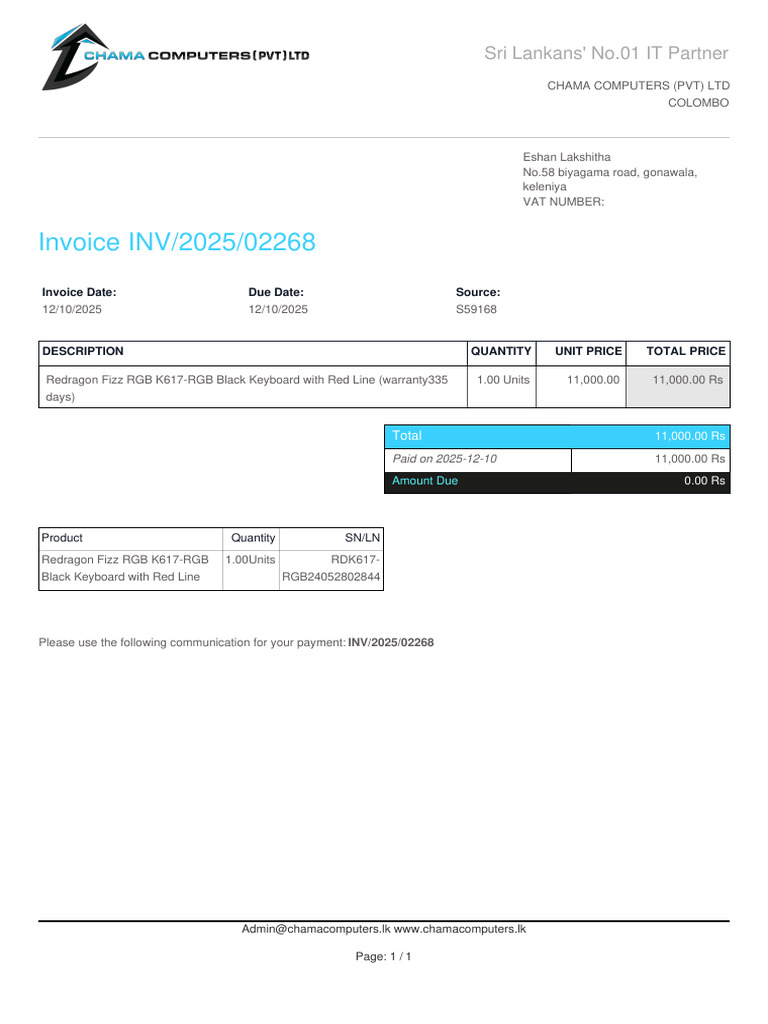 Non Tax Invoice INV 2025 02268 | PDF