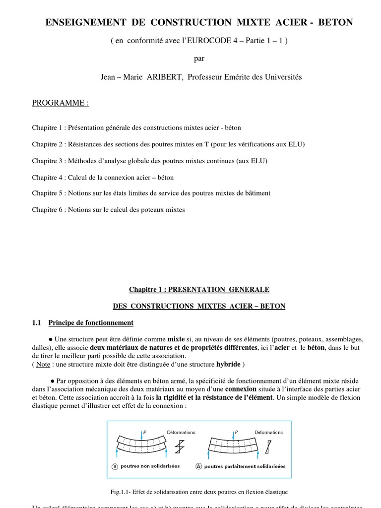 Jma Cours Construction Mixte Sept2008 | PDF | Béton armé | Résistance des matériaux