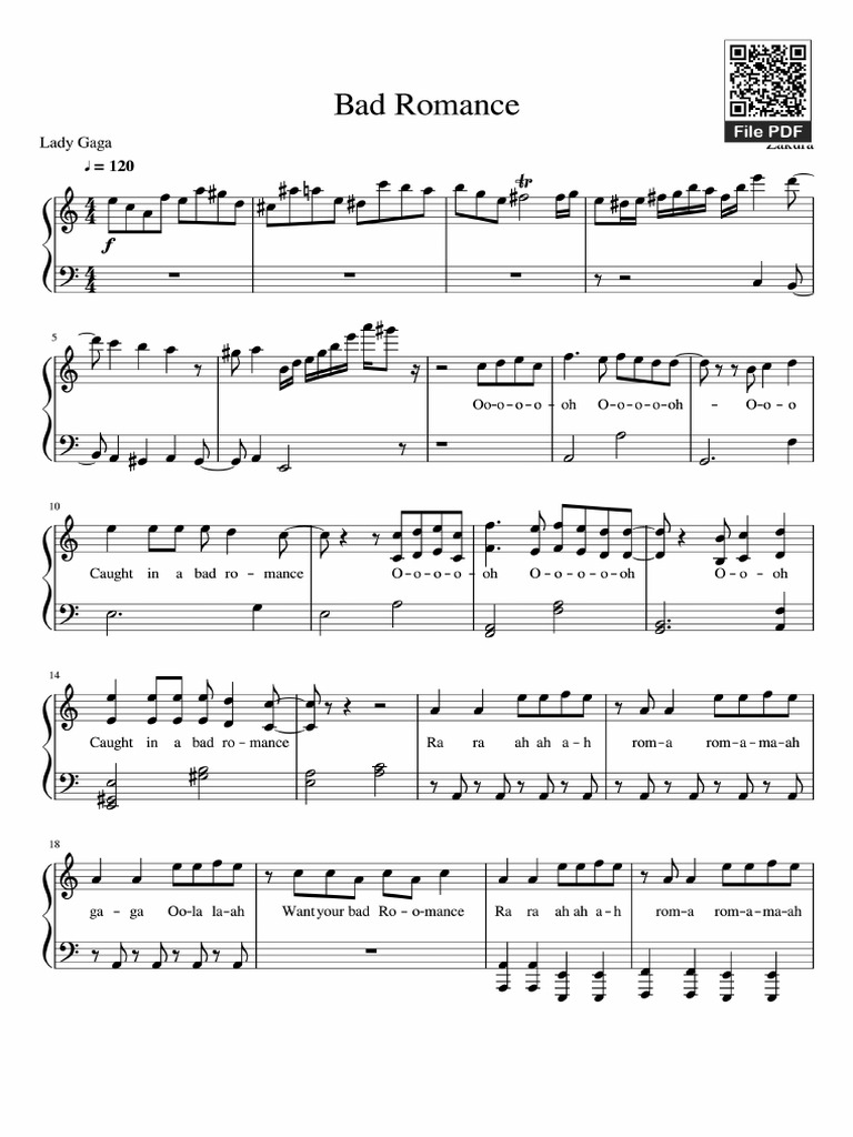 Bad Bad Romance Piano Zakura | PDF