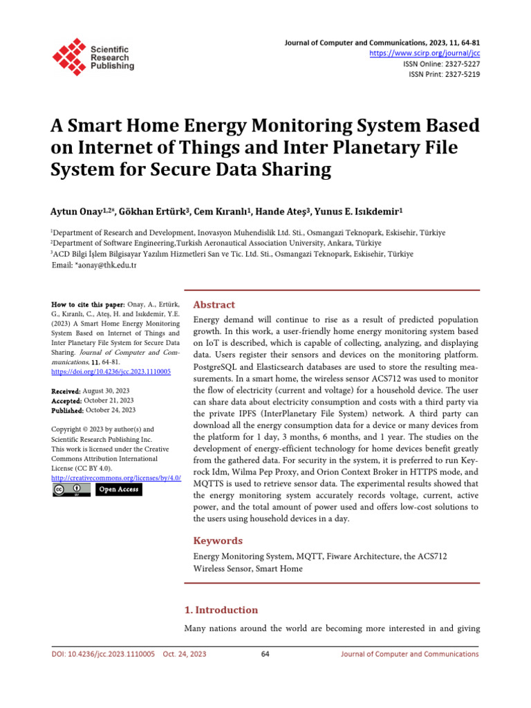 A Smart Home Energy Monitoring System Based On Internet of Things and ...