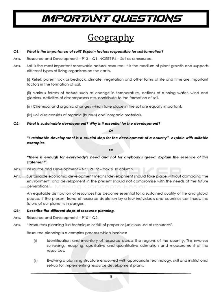 Imp Questions of Geography 2025 (QPMS) | PDF | Erosion | Agriculture