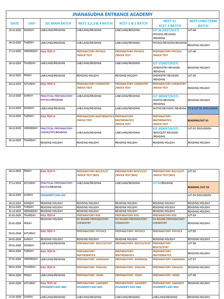 2025-2026 Exam Preparation Schedule | PDF | Vocational Education ...