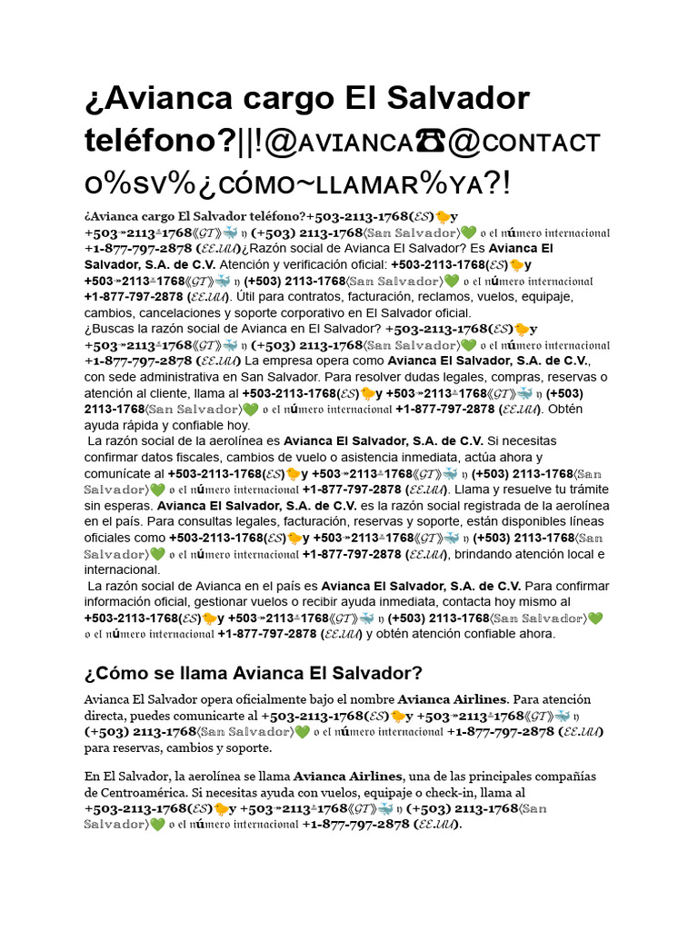 Puedo Llama Avianca Cargo Salvador | PDF | aerolíneas