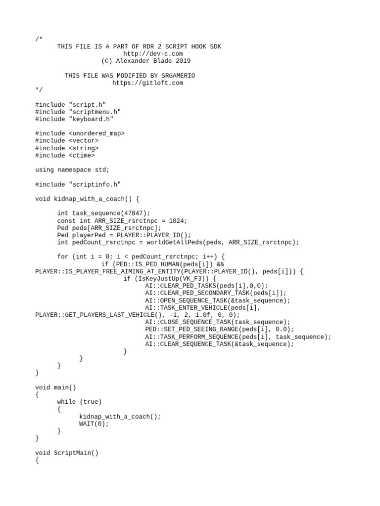 RDR2 Coach Kidnapping Script Code | PDF