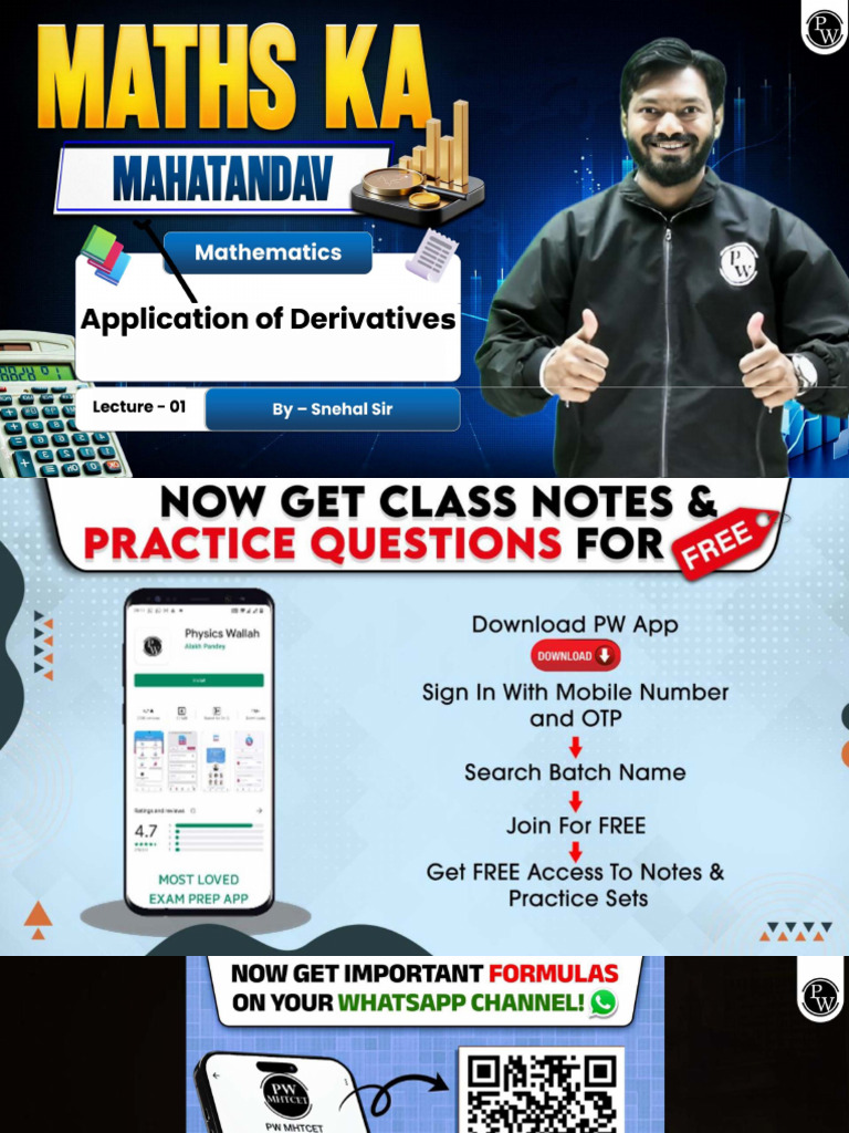 Application of Derivatives 01 Class Notes | PDF