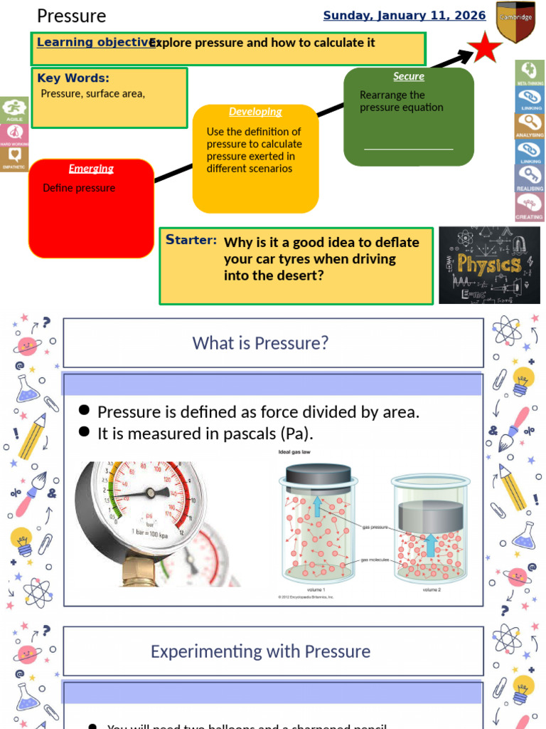 Understanding Pressure: Experiments & Calculations | PDF