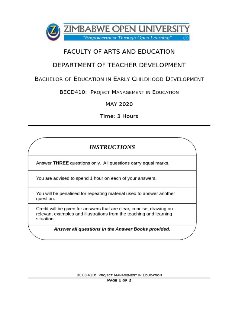 Faculty of Arts and Education Department of Teacher Development B E E C ...