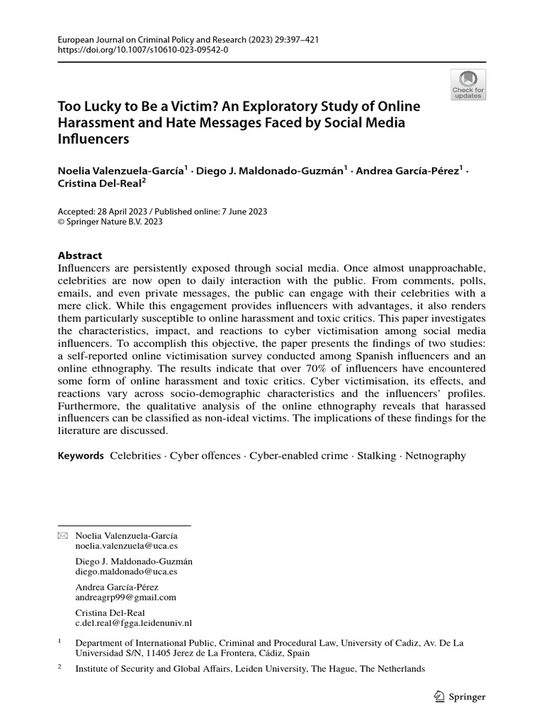 An Exploratory Study of Online Harassment and Hate Messages Faced by ...