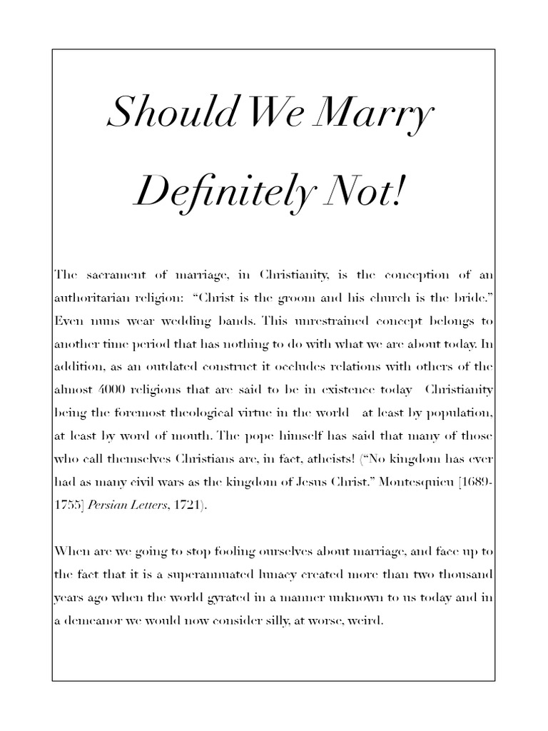 Should We Marry? Definitely Not | PDF | Marriage | Divorce