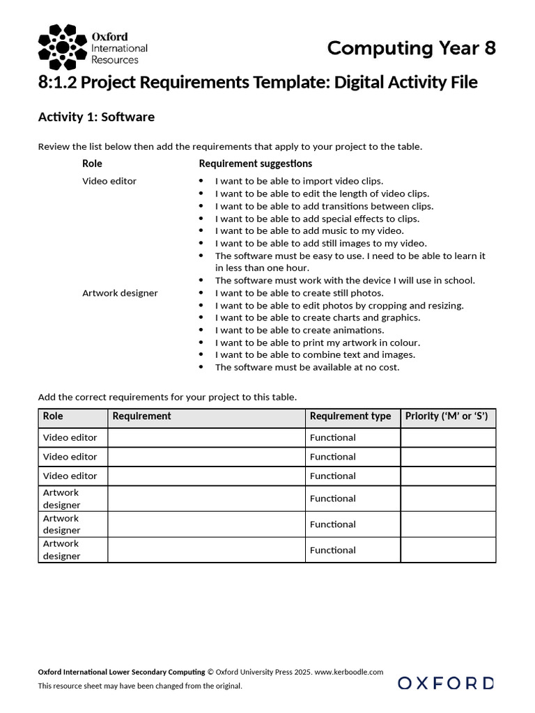 Project Requirements Template for Digital Media | PDF | Software | Video