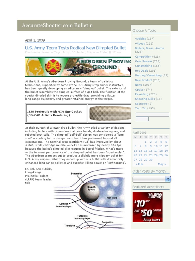 U.S. Army Team Tests Radical New Dimpled Bullet | PDF | Bullet ...