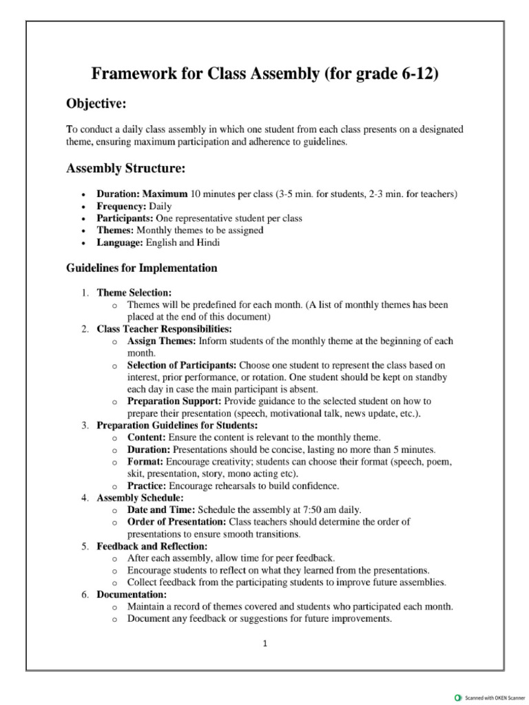 Mini Assembly Framework 2025-26 | PDF