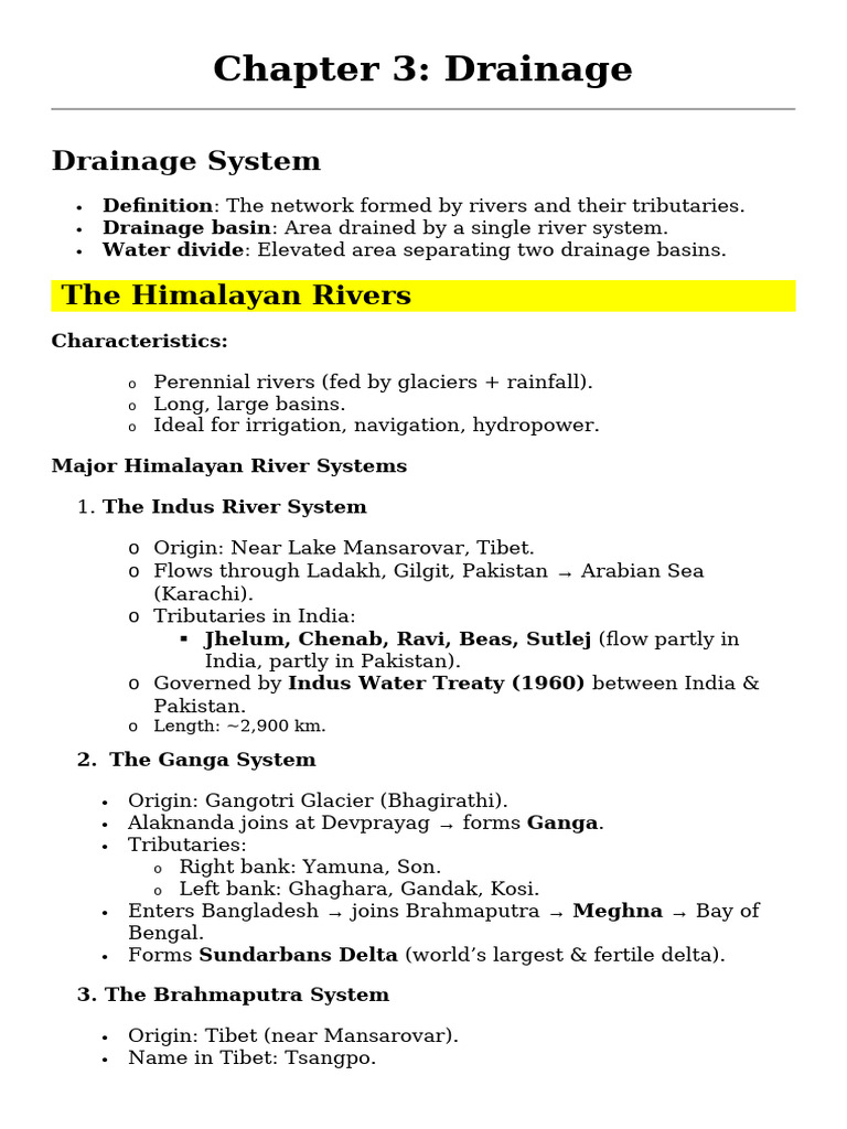 Overview of India's Drainage Systems | PDF | Indus River | River