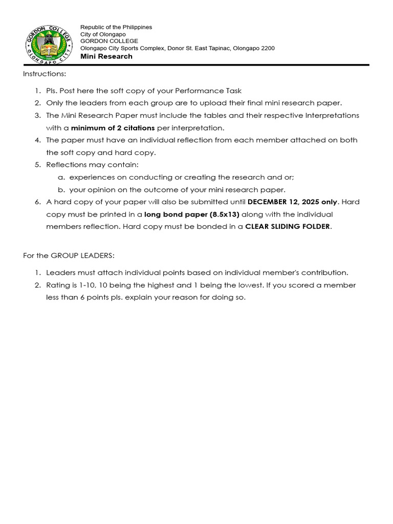 Mini Research Paper FInal Instructions | PDF
