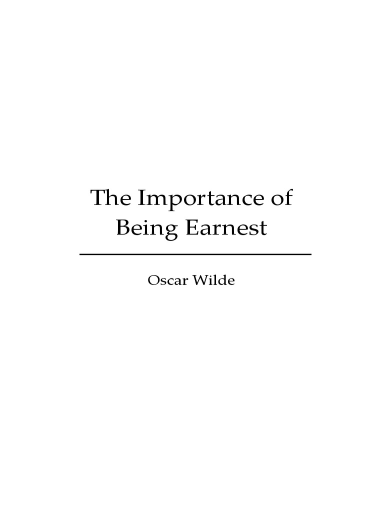 Oscar Wilde - The Importance of Being Earnest | PDF | The Importance Of ...