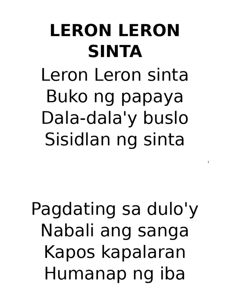 Leron Leron Sinta | PDF