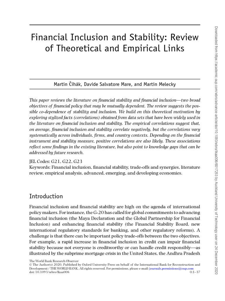 Financial Inclusion and Stability Review | PDF | Financial Inclusion ...