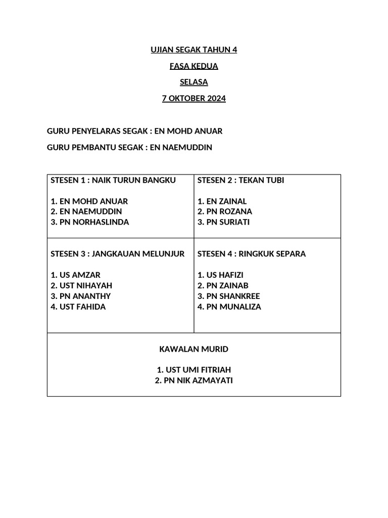 Ujian Segak Tahun 4 | PDF