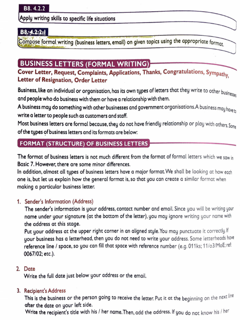 Writing (Business Letters) B8 | PDF