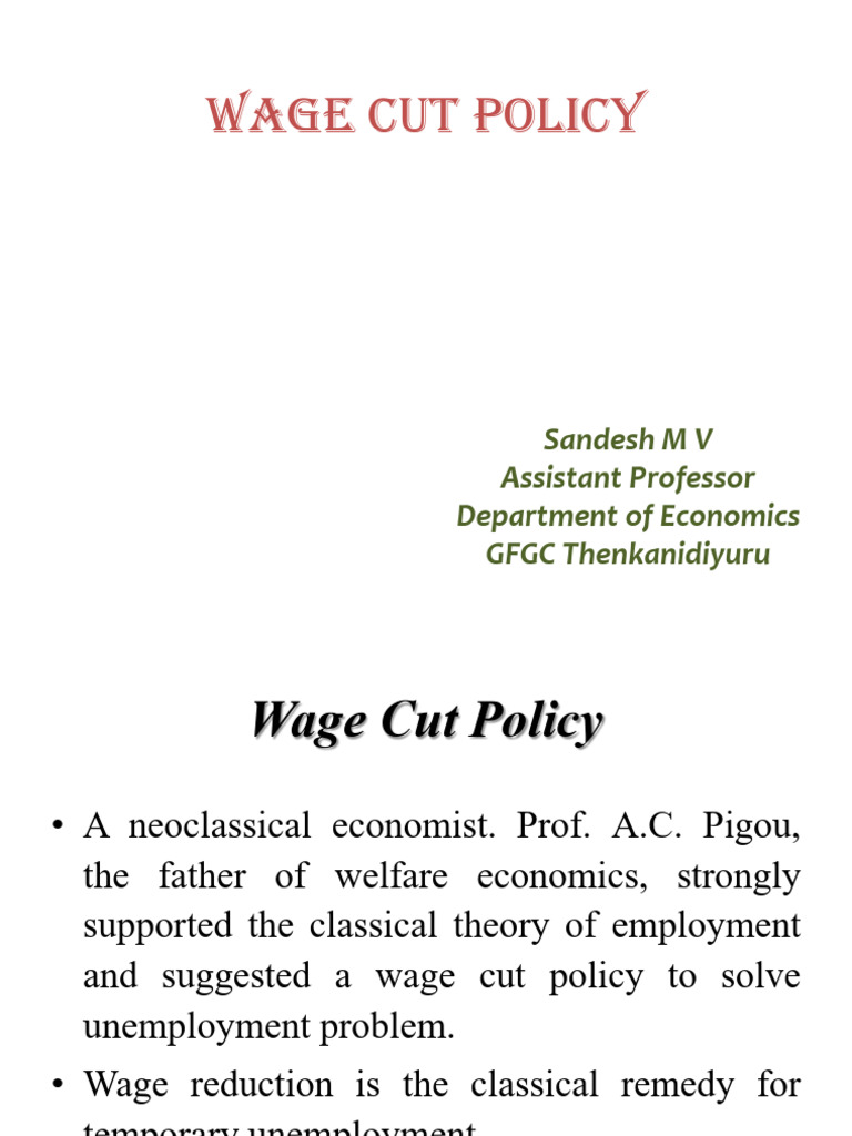 Wage Cut Policy for Unemployment Solutions | PDF
