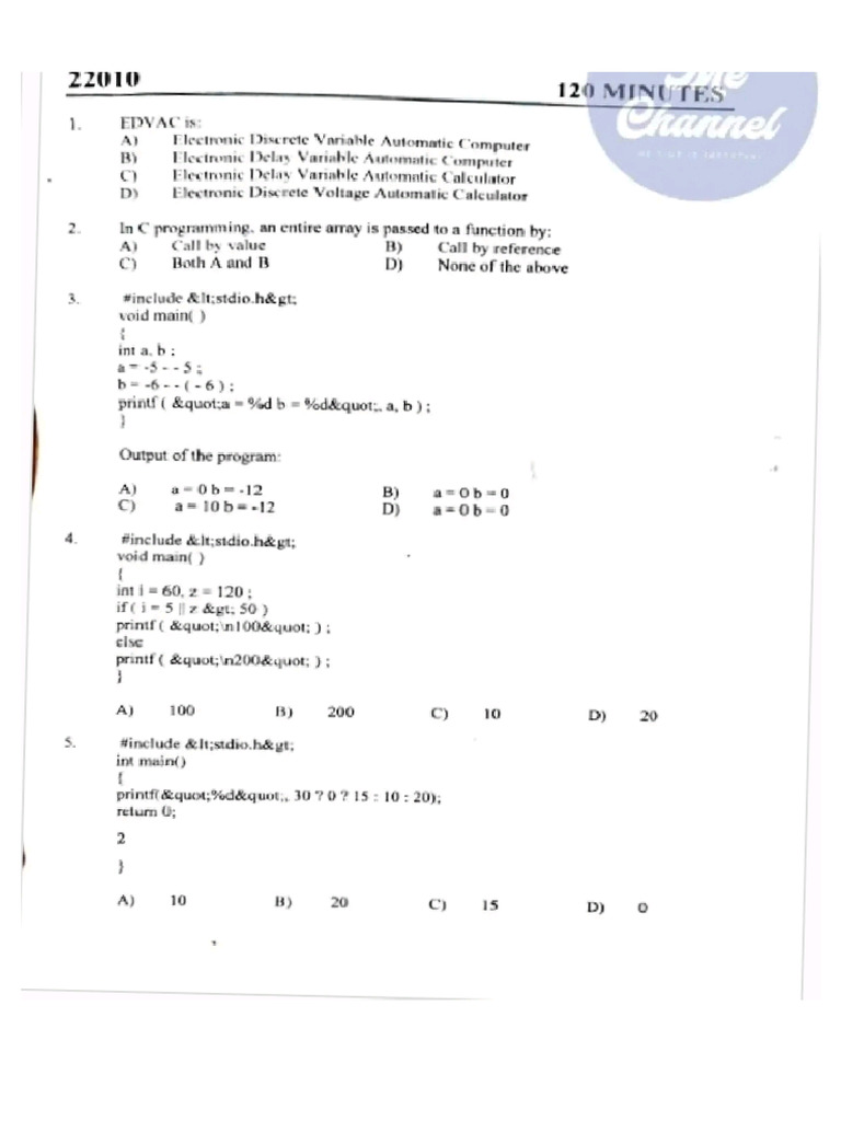 Mca 2022 QP | PDF
