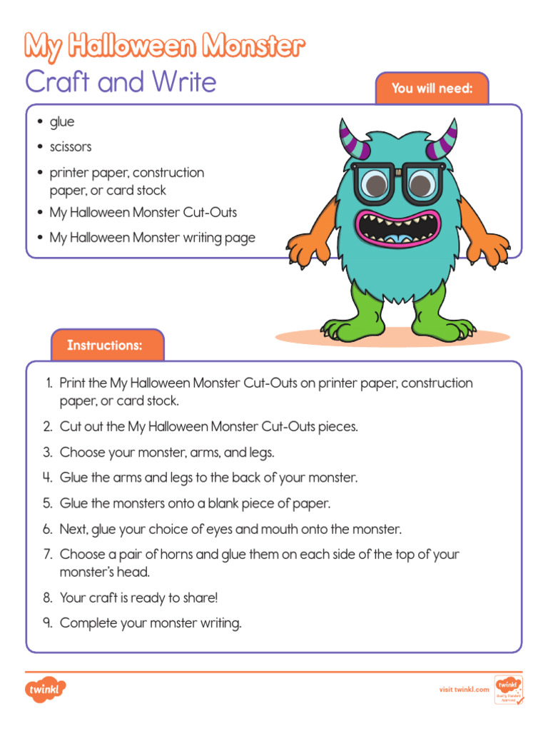 My Halloween Monster Craft and Write Activity | PDF