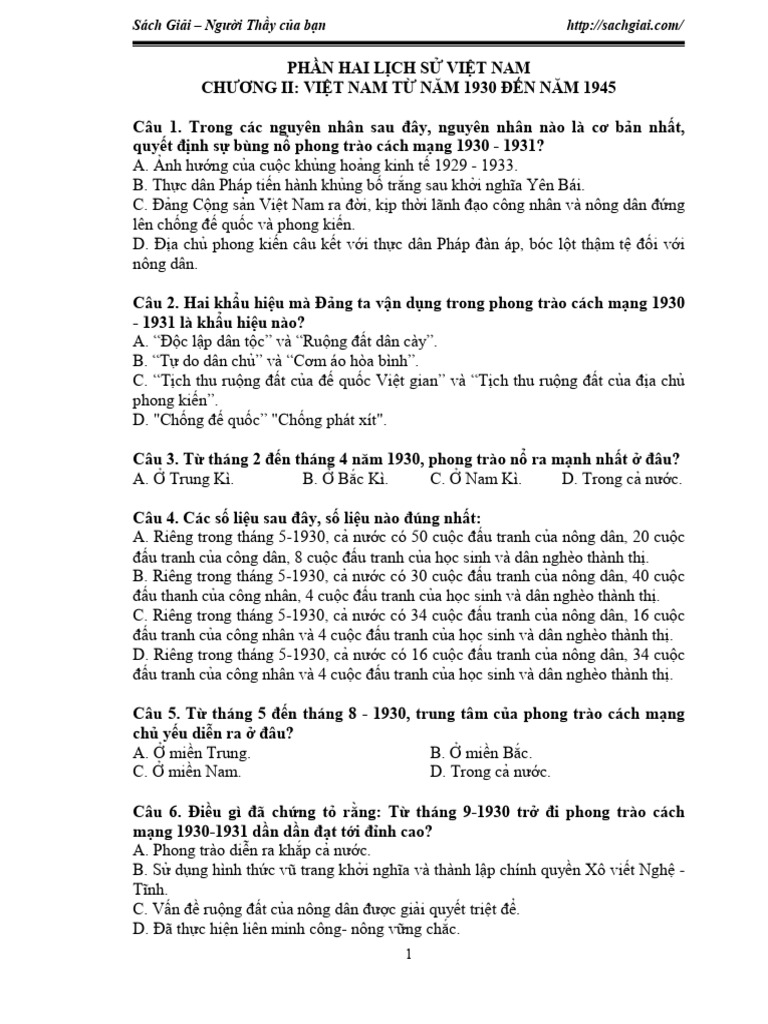 Trac Nghiem Lich Su 12 Chuong 2 Phan 2 | PDF