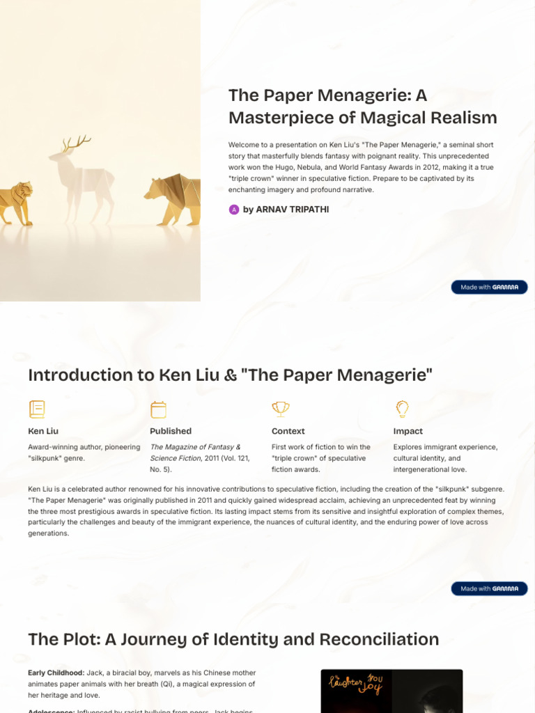 Ken Liu's "The Paper Menagerie" Analysis | PDF | Love | Fantasy