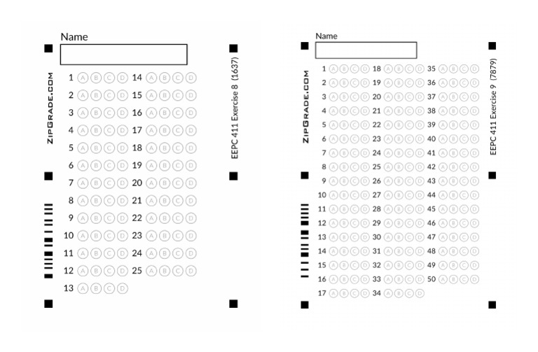 Exercises 8 and 9 Answer Sheets | PDF