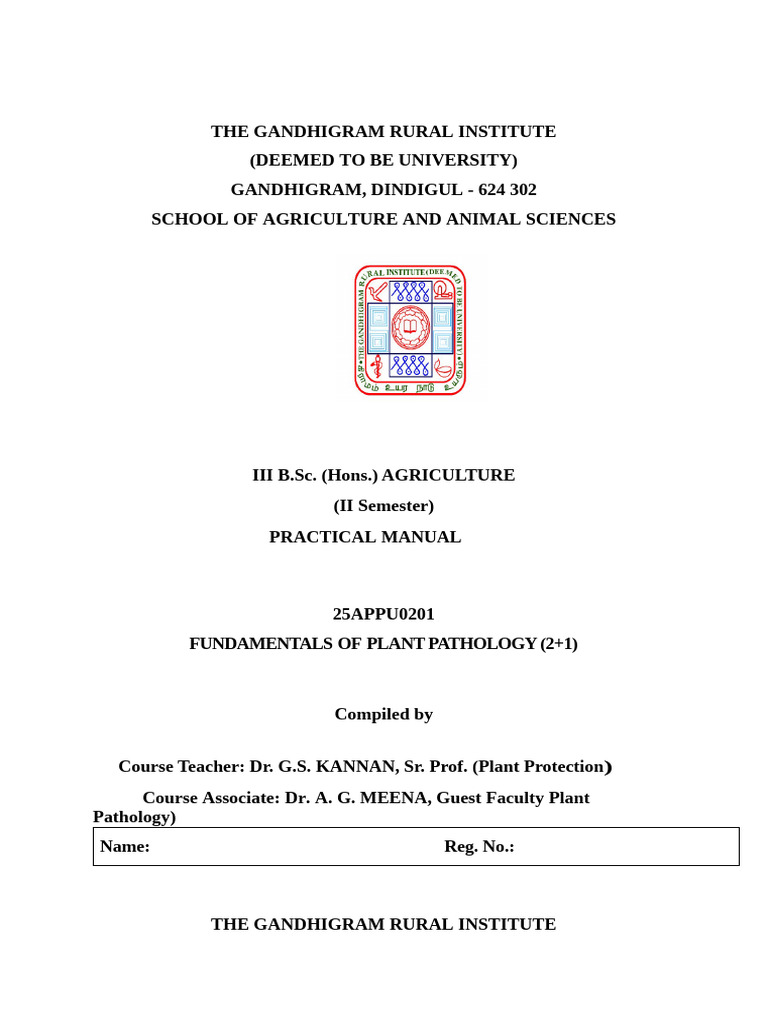 Plant Pathology Practical Manual | PDF | Staining | Fungus