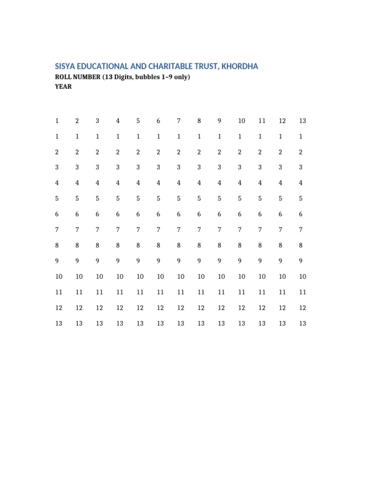 SISYA Trust Roll Number Guide | PDF