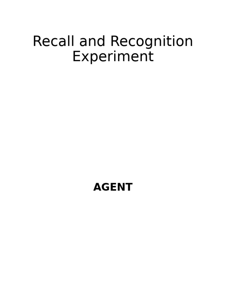 Recall and Recognition Ppt | PDF