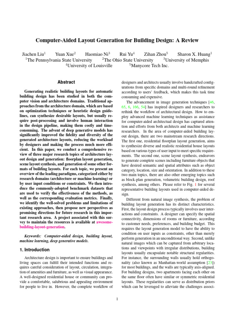 Computer-Aided Layout Generation For Building Design: A Review | PDF ...