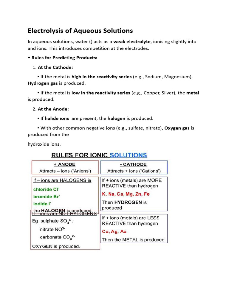 Electrolysis of Aqueous Solutions | PDF | Anode | Chloride