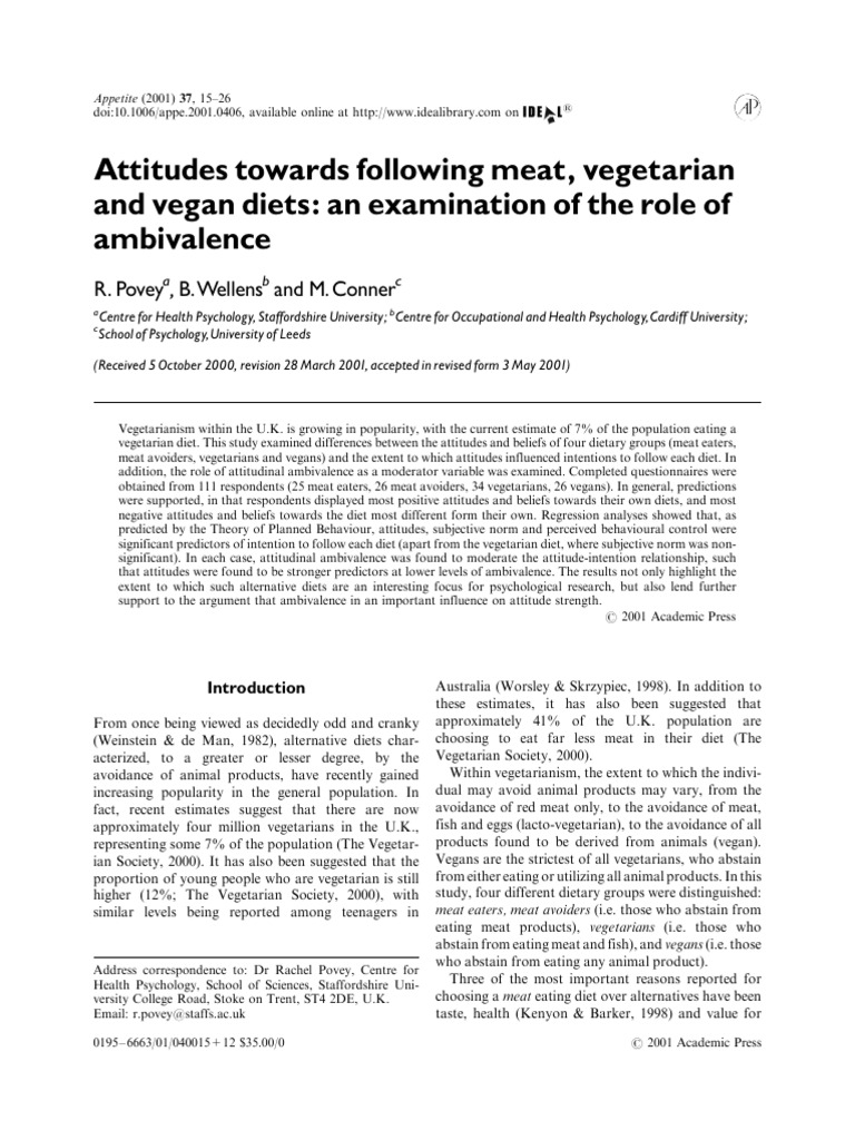 11 - Attitudes Towards Following Meat, Vegetarian, Vegan | PDF ...