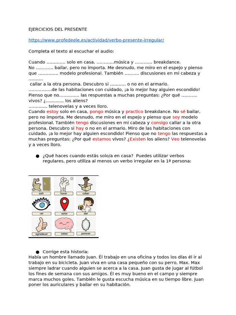 Copia de Copia de Ejercicios Del Presente | PDF