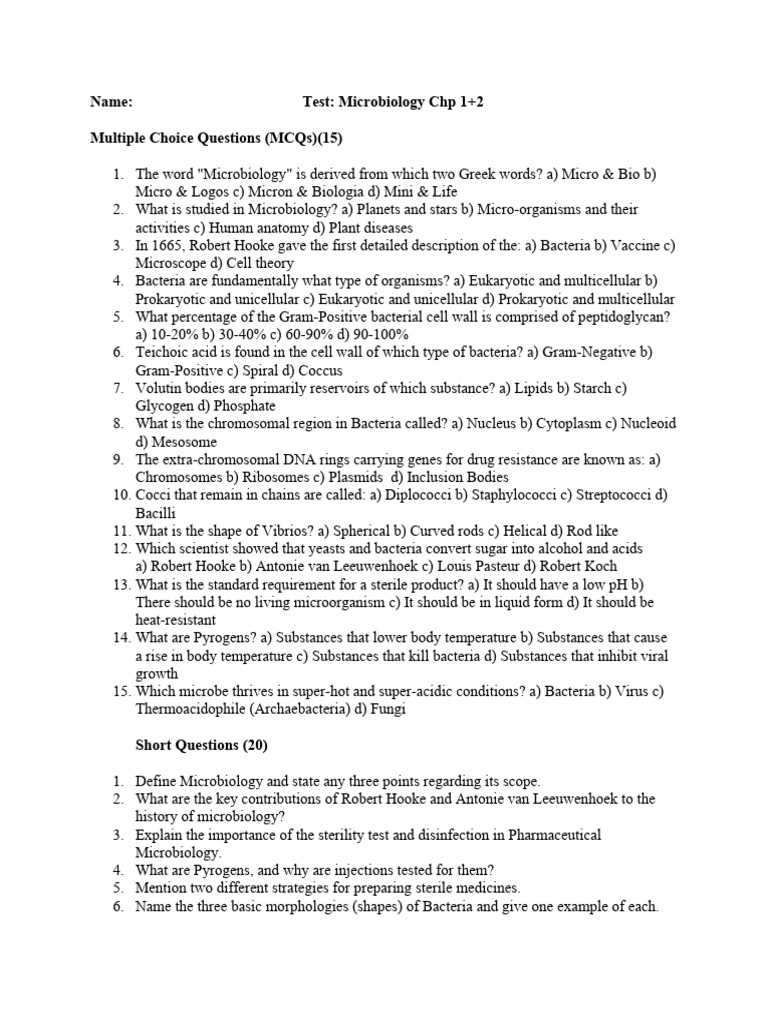P1 Micro 1+2 | PDF | Bacteria | Microbiology