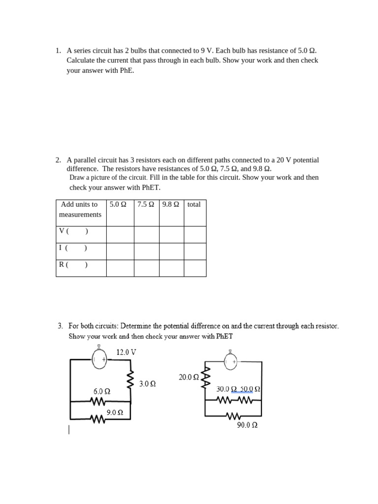 Circuit Analysis: Series and Parallel Calculations | PDF