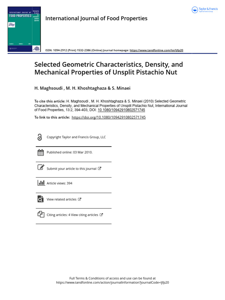 Selected Geometric Characteristics Density and Mechanical Properties of ...