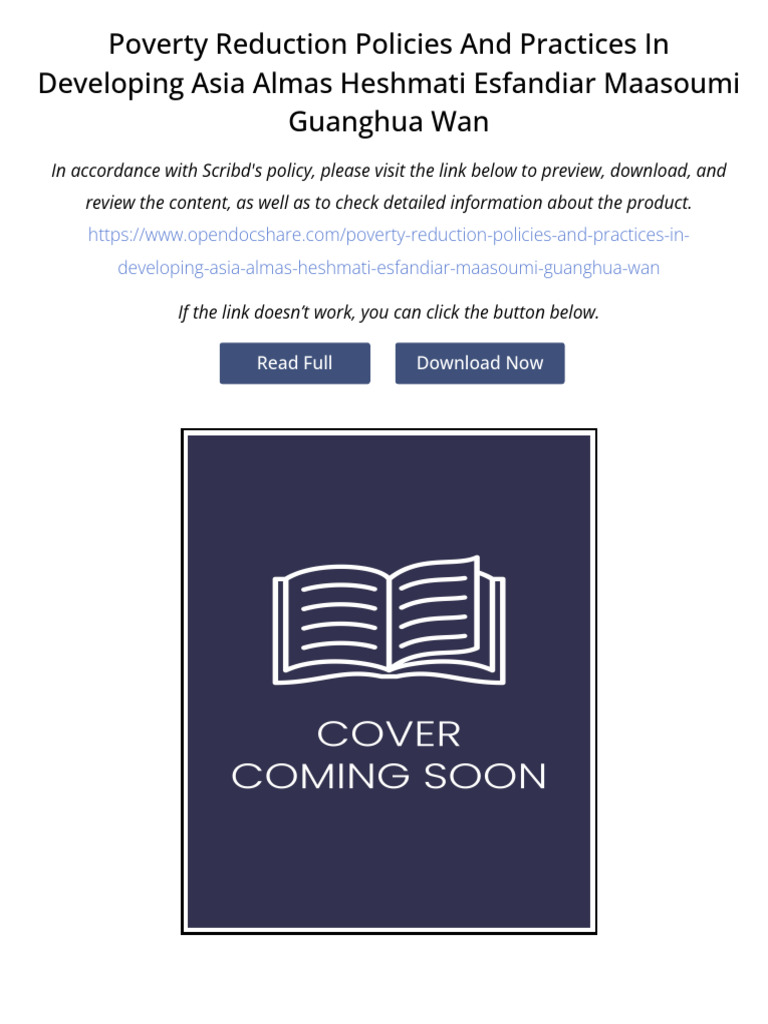 Poverty Reduction Policies And Practices In Developing Asia Almas ...