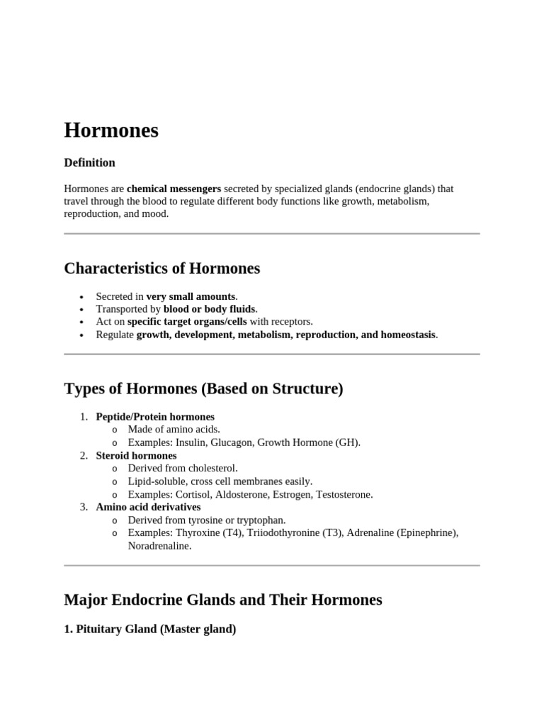 Understanding Hormones and Their Functions | PDF