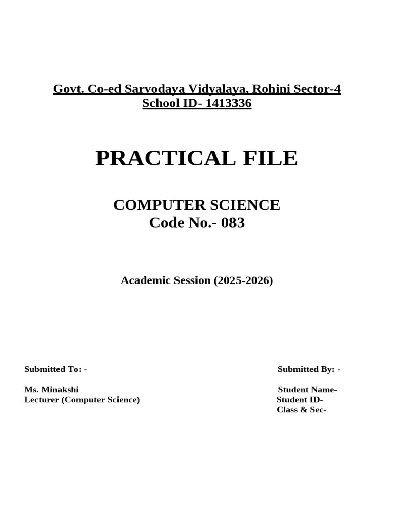 Class 11 Practical File Format | PDF