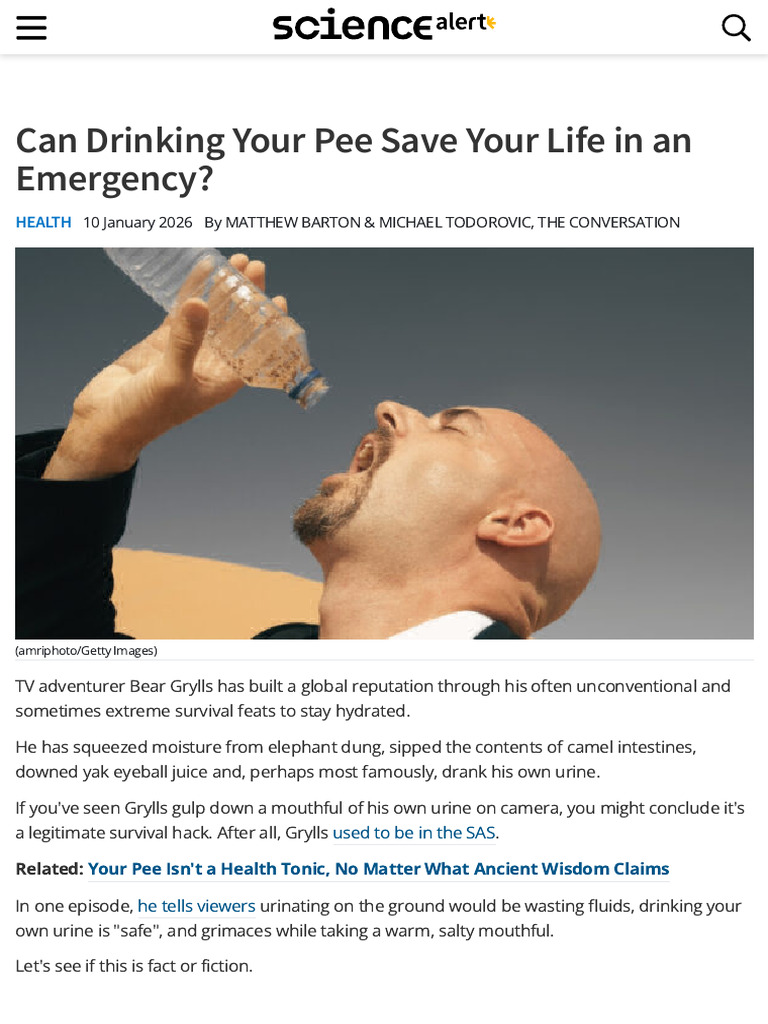 Can Drinking Your Pee Save Your Life in an Emergency_ _ ScienceA | PDF
